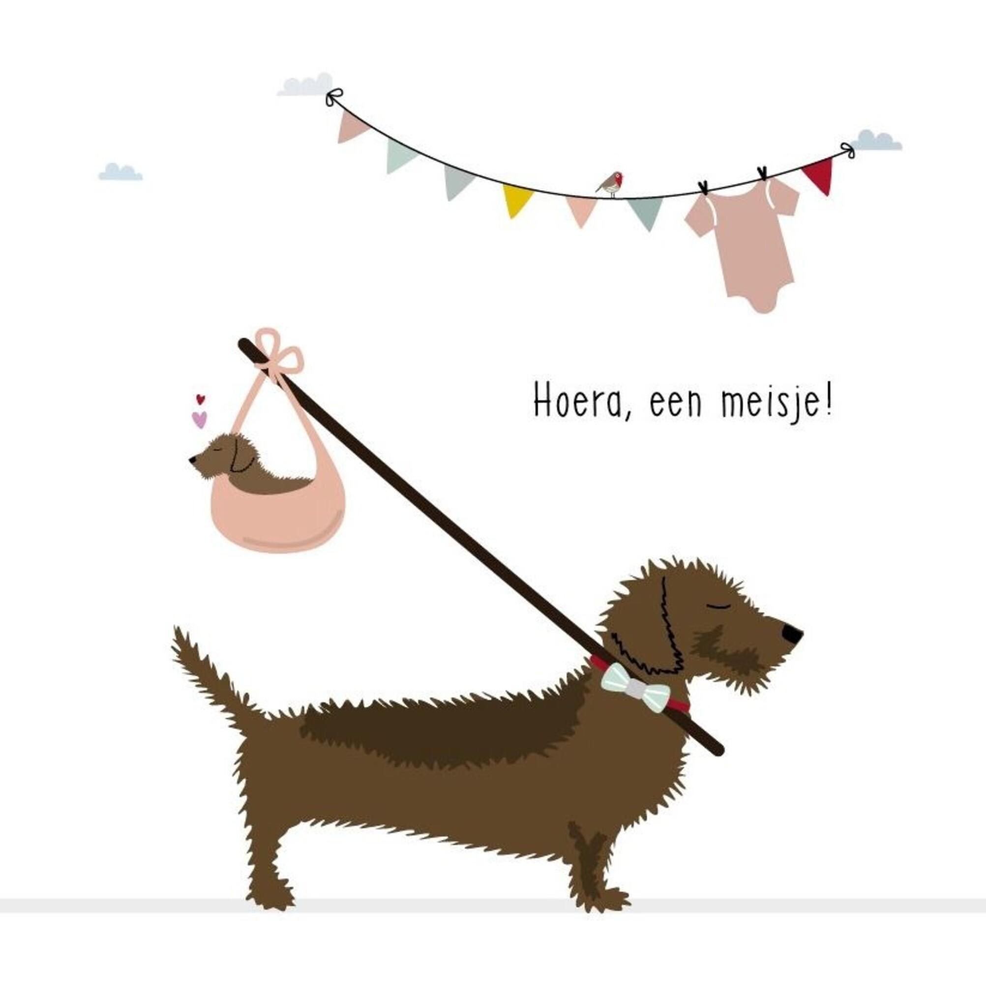 Mevrouw Emmer Wenskaart Hoera, een meisje! 3 - Lazy Lama Kids Conceptstore