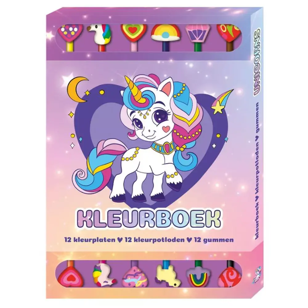Kleurboek Box Unicorn met Potloden en Gummen - Lazy Lama Kids Conceptstore
