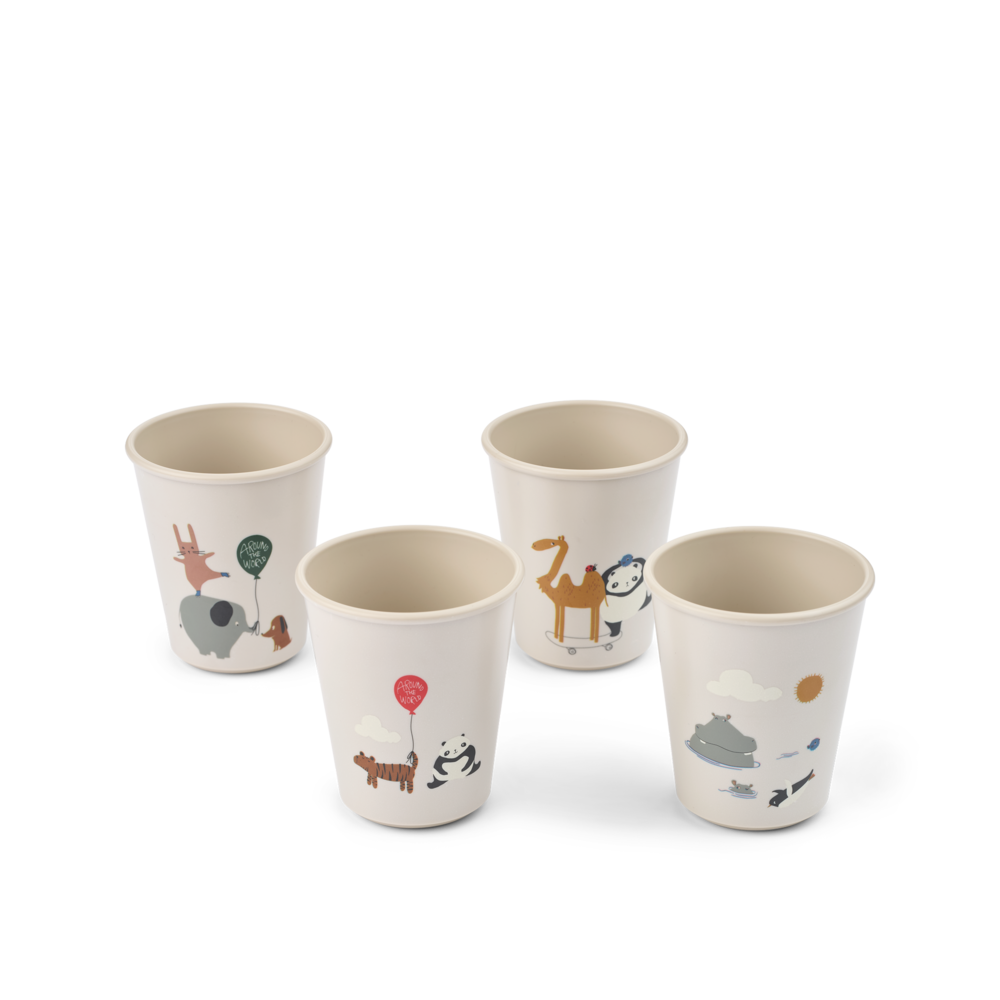Liewood Drinkbekers Lana Around the World Sandy 4-Pack - Lazy Lama Kids ...