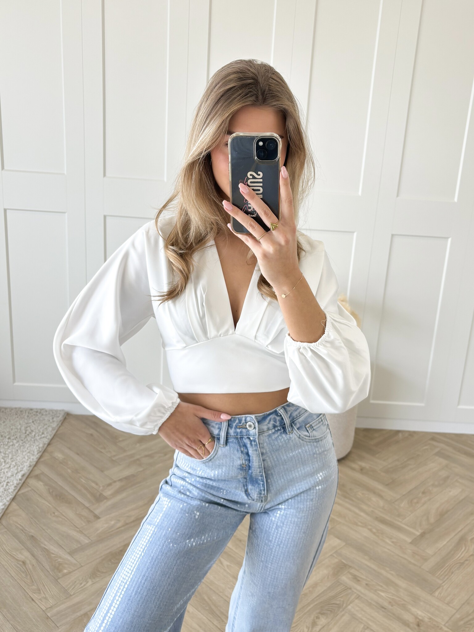 Blouse satin Fenne wit I Satijnen top met open rug - Famous Store