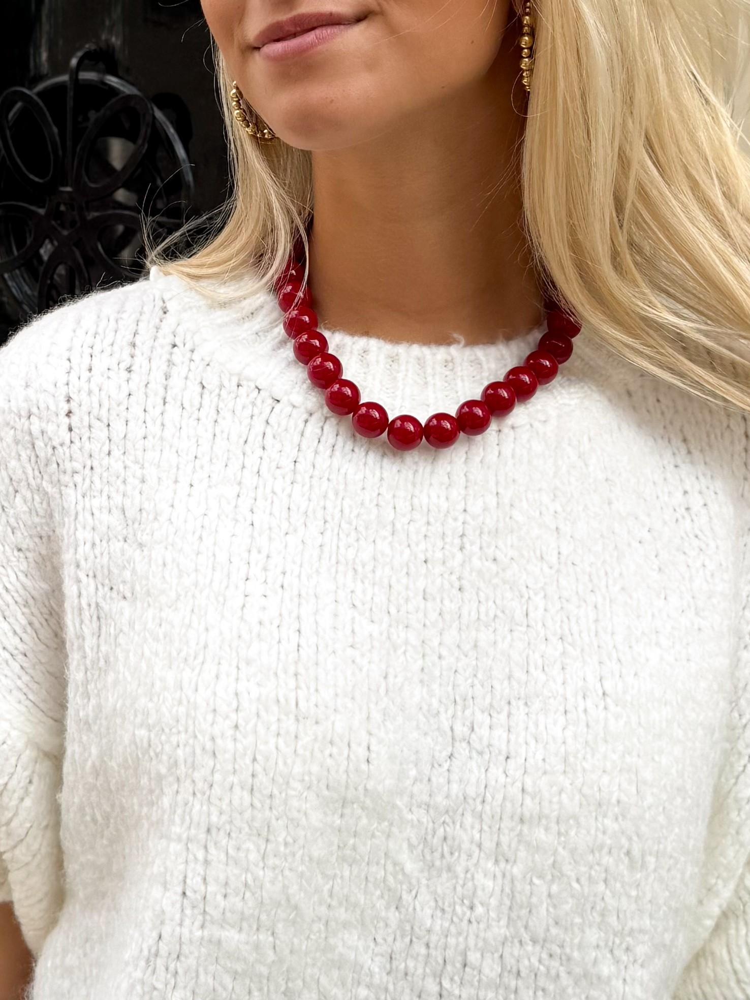 Kralen ketting bordeaux | Ketting parel kralen bordeaux - Famous Store