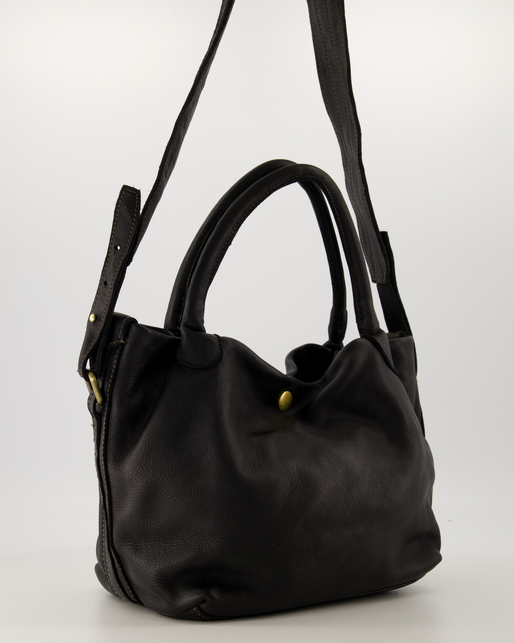 Hand bags | Solene - Washed leather - Hand bags - Black - - Bronze ...