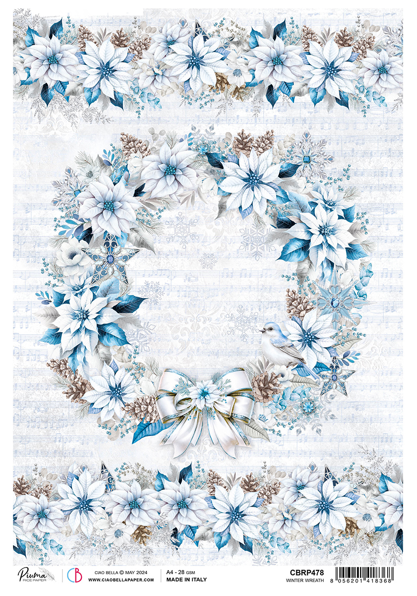 RICE PAPER A4 WINTER WREATH - Scraphut
