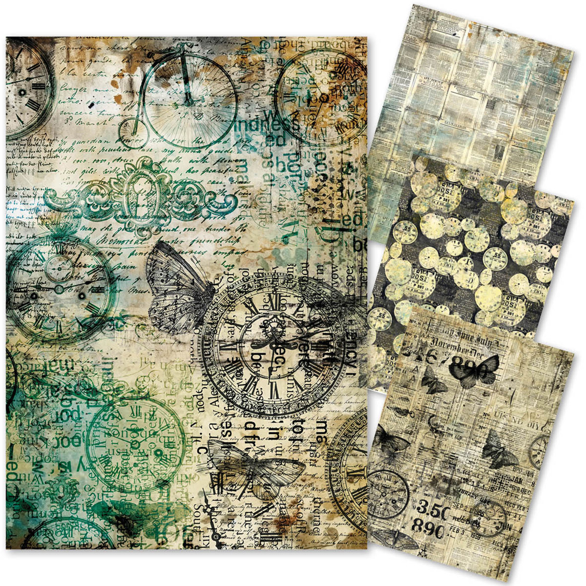 MIXED MEDIA RICE PAPER A4 SET 4/PKG TIME CAPSULE - Scraphut