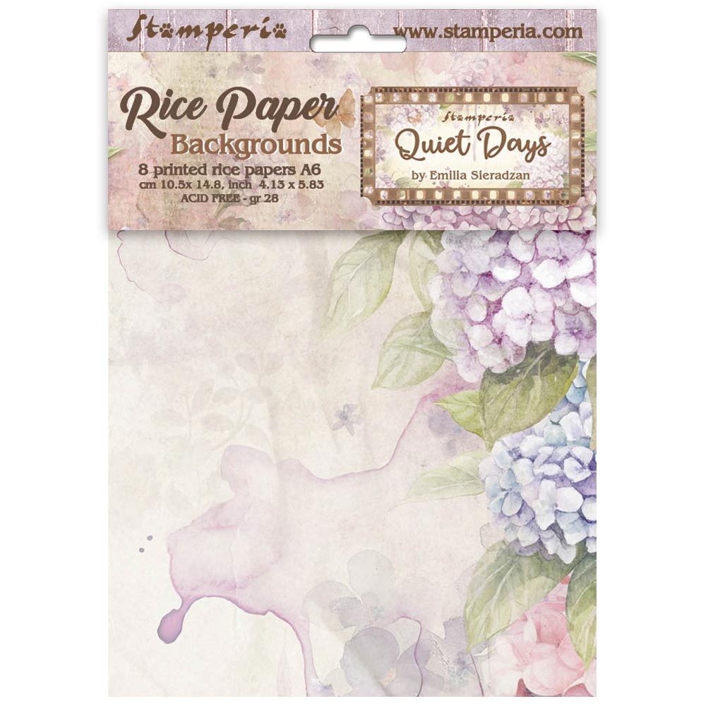 Stamperia Selection 8 Rice paper A6 backgrounds Quiet Days - Scraphut