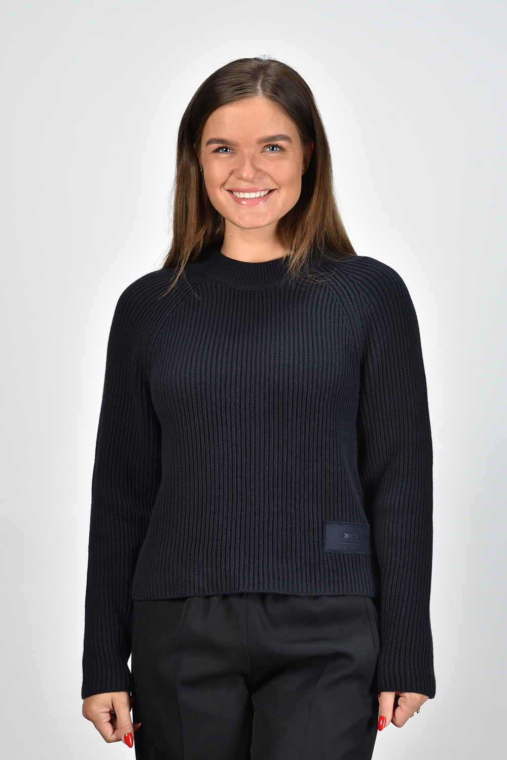 Ami Paris sweater Ami Label FKS024.KN0031 blue - Marjon Snieders