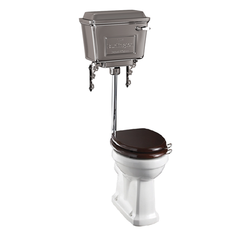 Low level toilet with p-trap pan and aluminium cistern with lever ...