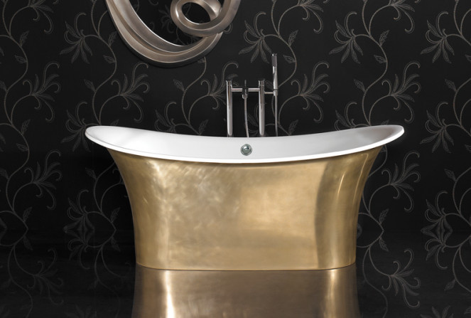 Klassiek vrijstaand metalen bad Aegean 1700 gloss brass ...
