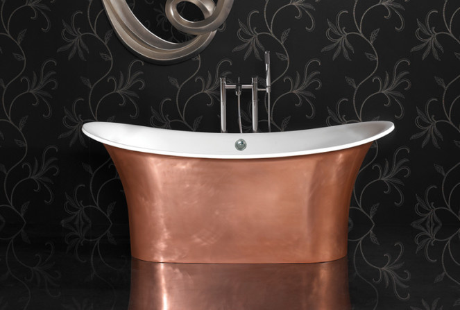 Klassiek vrijstaand metalen bad Aegean 1700 gloss copper ...