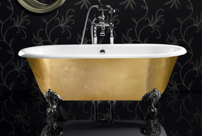Freestanding bath with feet Corinthian Metallic gloss brass ...