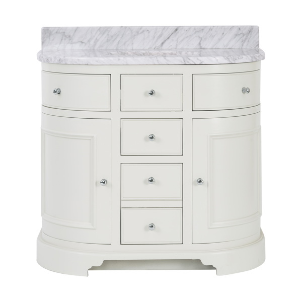 Chichester 96cm tulipwood countertop washstand with door, marbl top ...