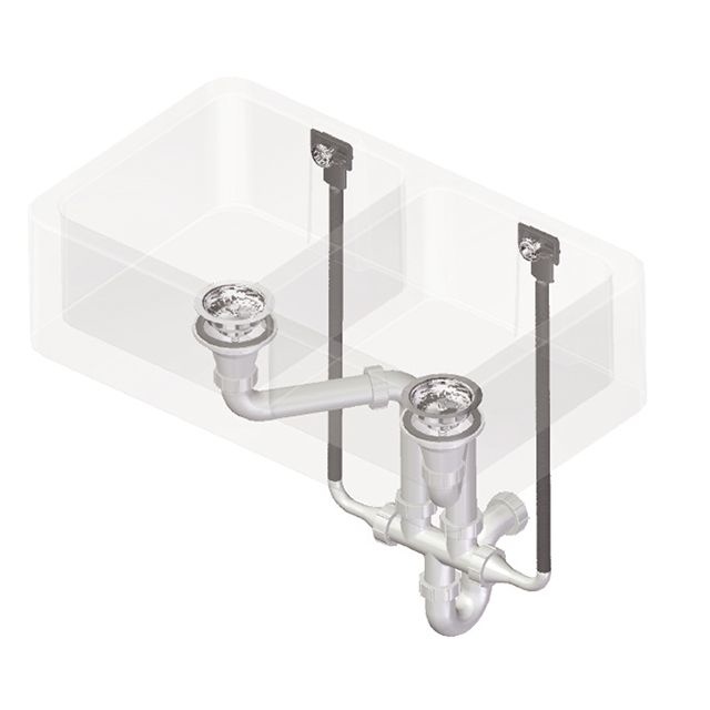 Perrin & Rowe Waste & overflow kit for double bowl E.6475 ...
