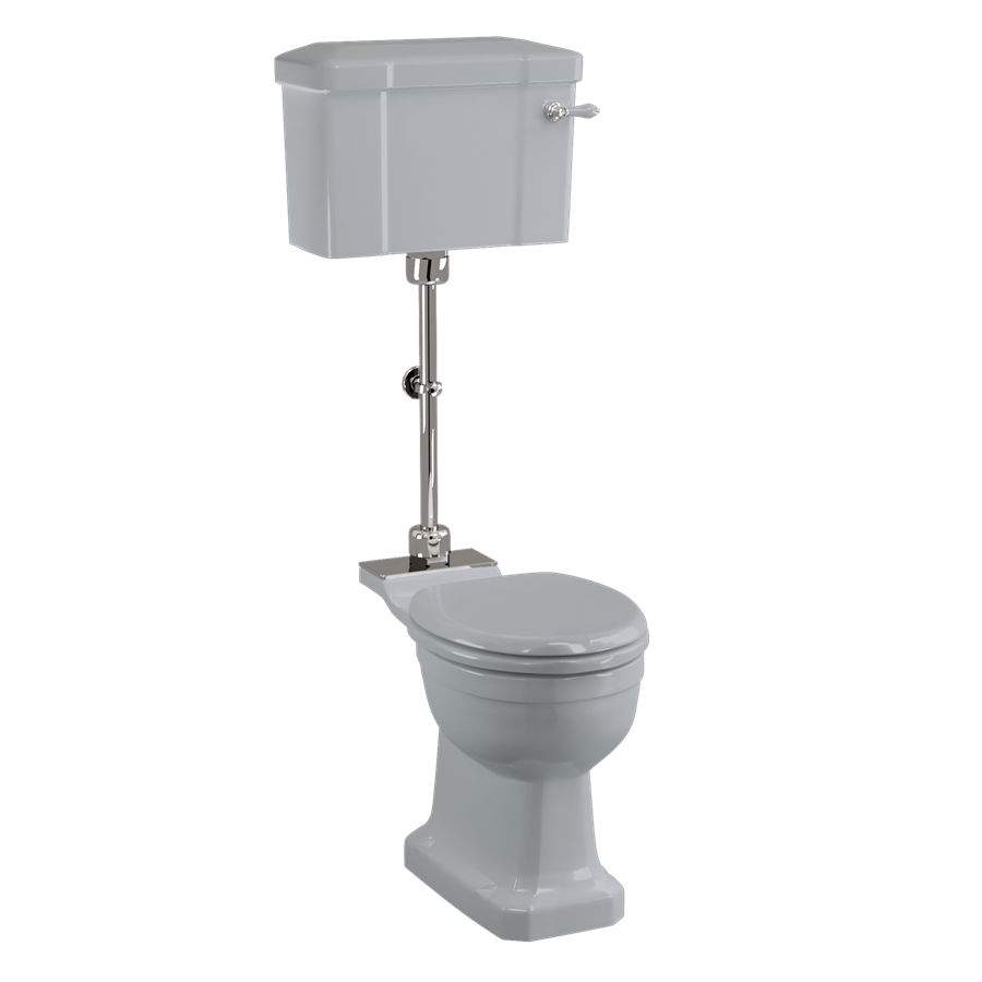 Medium level toilet with grey ceramic cistern and porcelain lever ...
