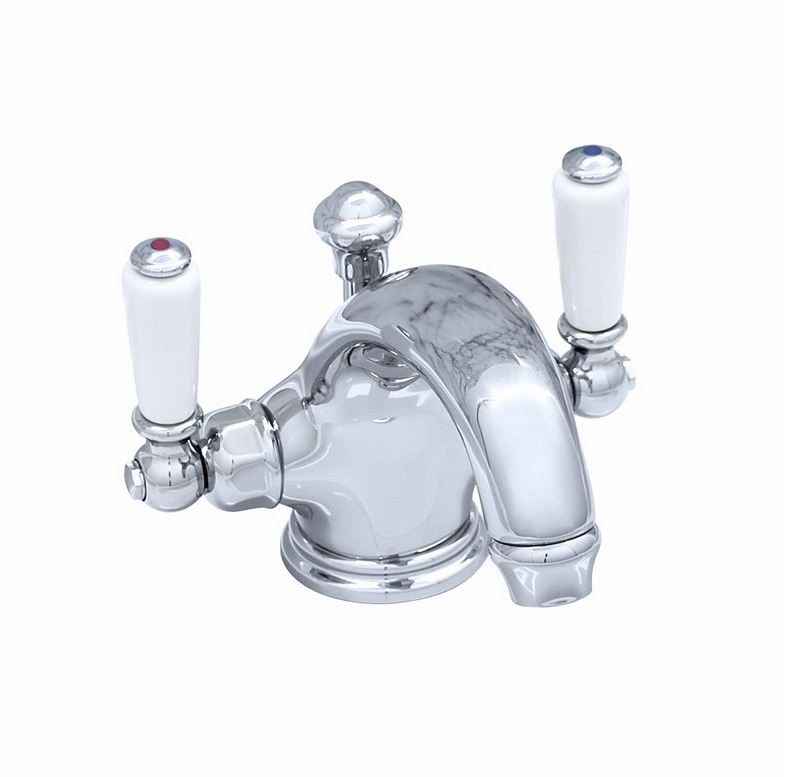 Classical basin mixer E.3635 with white levers handles Victorian style ...