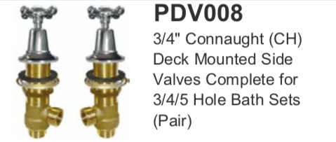 Lefroy Brooks CH 3/4" Deck side valves for 3/4/5 hole bath set PDV008 ...