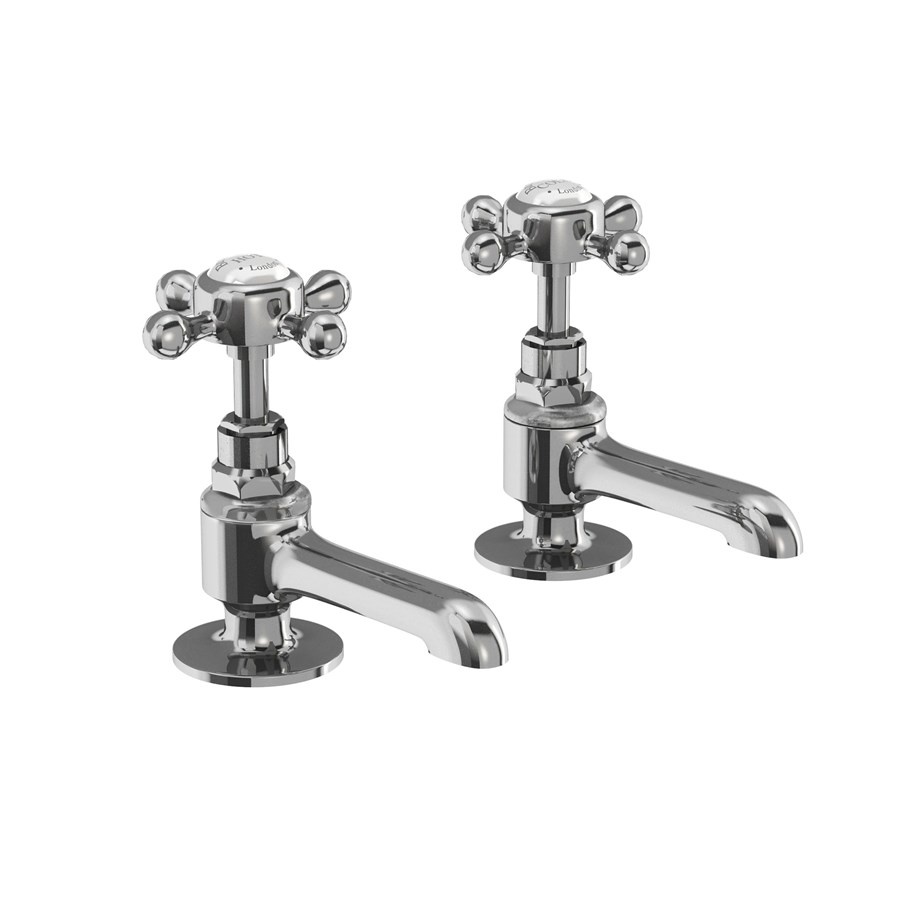 Stafford basin pillar taps with long spout and crosstop handle, chrome ...