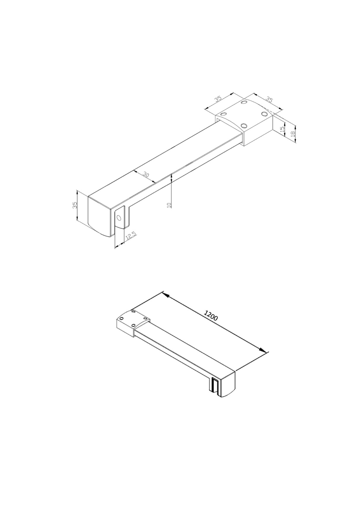 Burlington Glass to Wall Bracing Bar 1200mm - TheClassicHouse - the ...