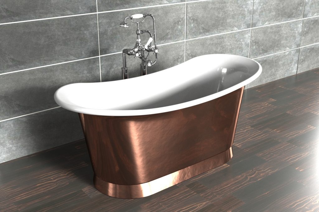 Beautiful freestanding copper bath Bateau 1700 / 2000; copper/white en - TheClassicHouse - the ...