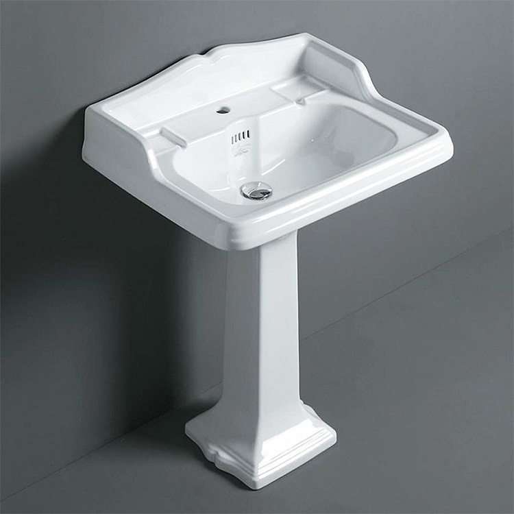 Simas Arcade 73cm basin 1 tap hole, white or black with pedestal AR805 - TheClassicHouse - the ...