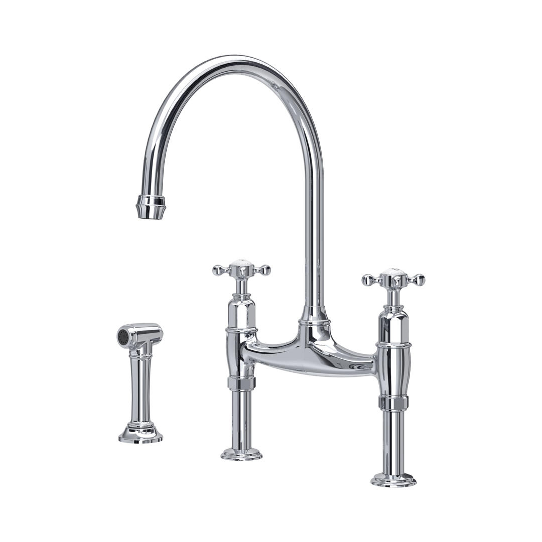Traditional kitchen bridge mixer with rinse, Perrin & Rowe Ionian 4172 ...