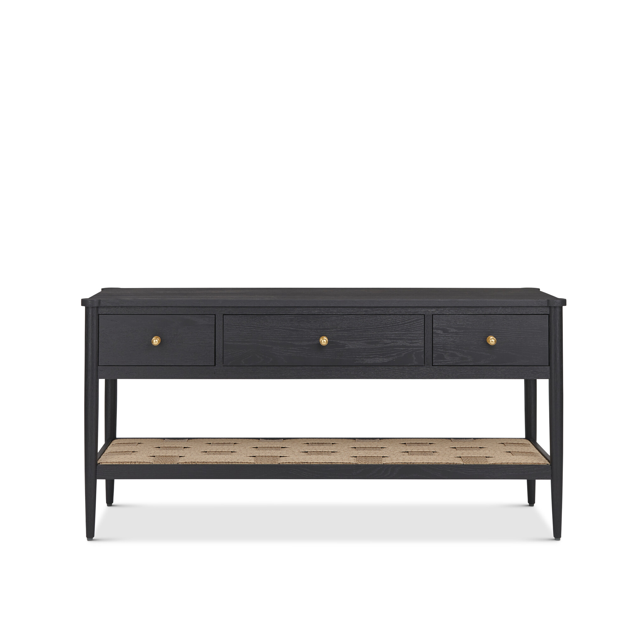 Neptune Frome console table, painted oak black with 3 drawers ...