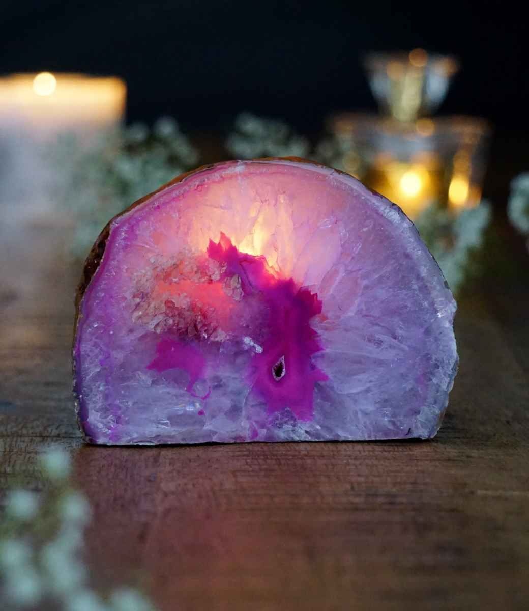 Roze edelsteen sfeerlicht agaat - Bestel online - Lovely Stones