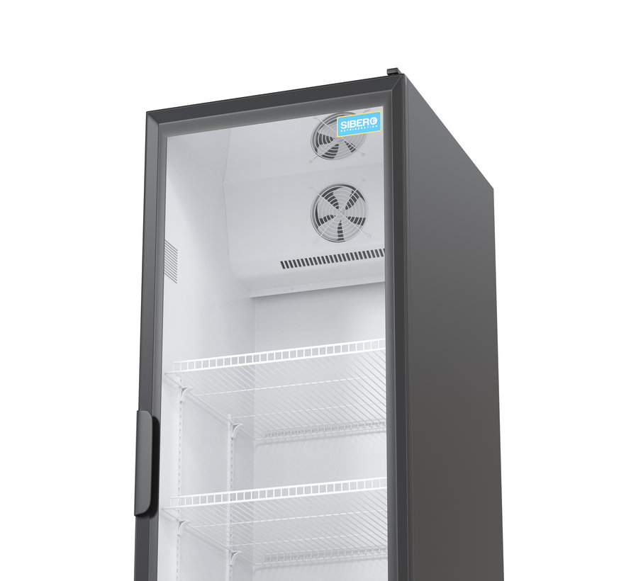 Horeca koeling | 1 glas deur drank koelkast | 360 liter zwart - Horeca ...