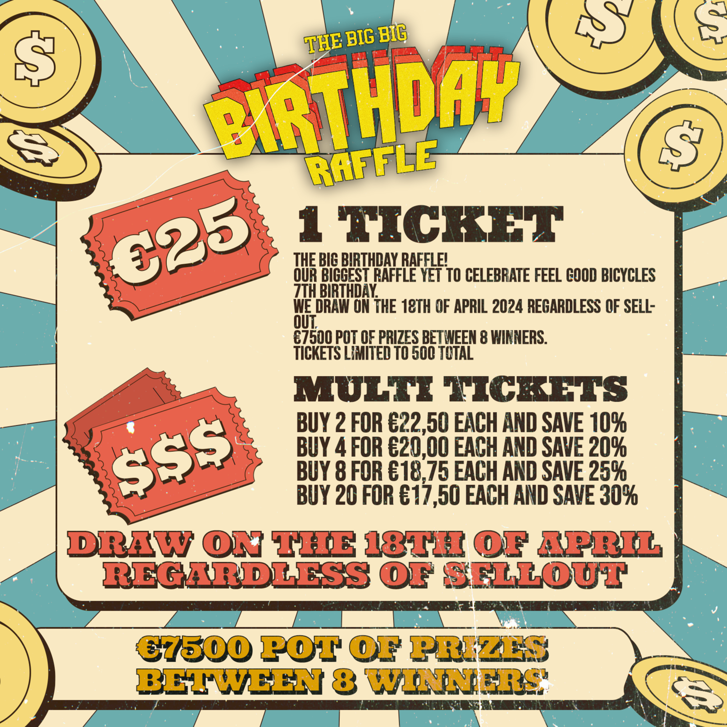 Big Birthday Raffle Ticket - Feel Good Bicycles