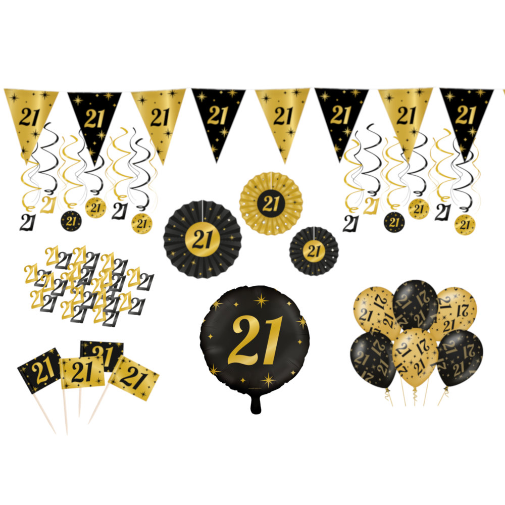 Feestpakket 21 jaar versiering Classy | 80-delig Snelle levering | Tuf ...