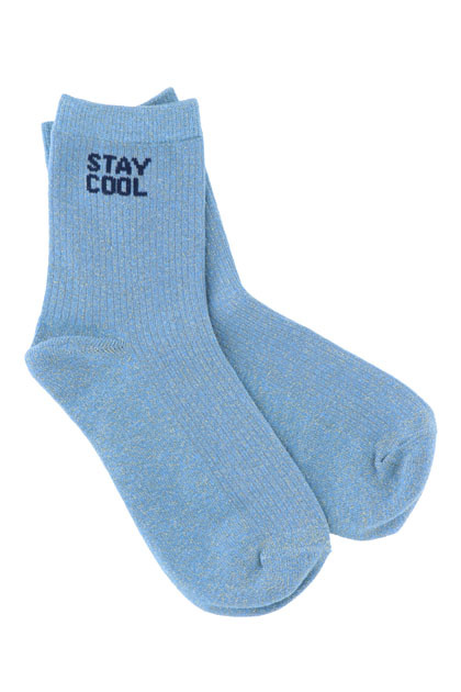 "Stay cool" sparkle socks Denim Blue - FASHIONGARDEN BOUTIQUE