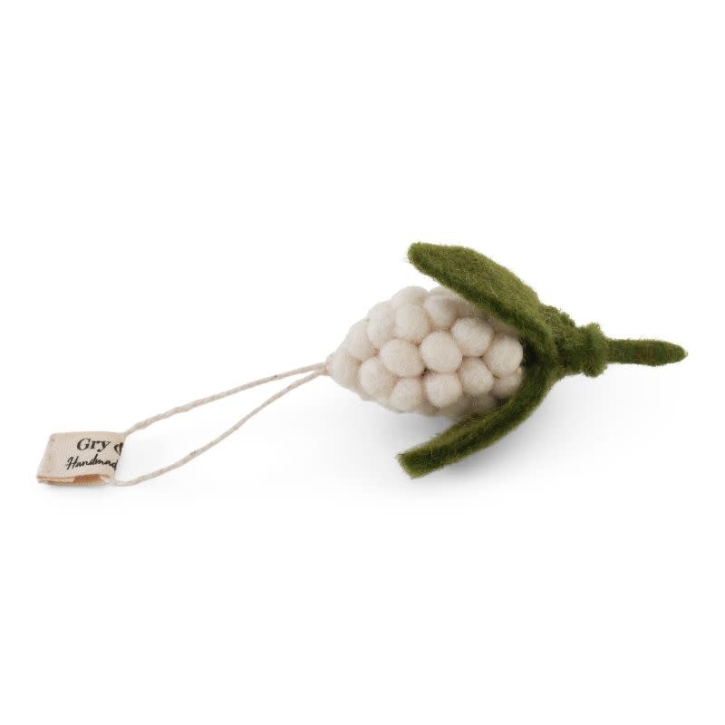 Gry & Sif Mini Vilten Bloem - Pearl Hyacinth, Wit - Mus in een Plas