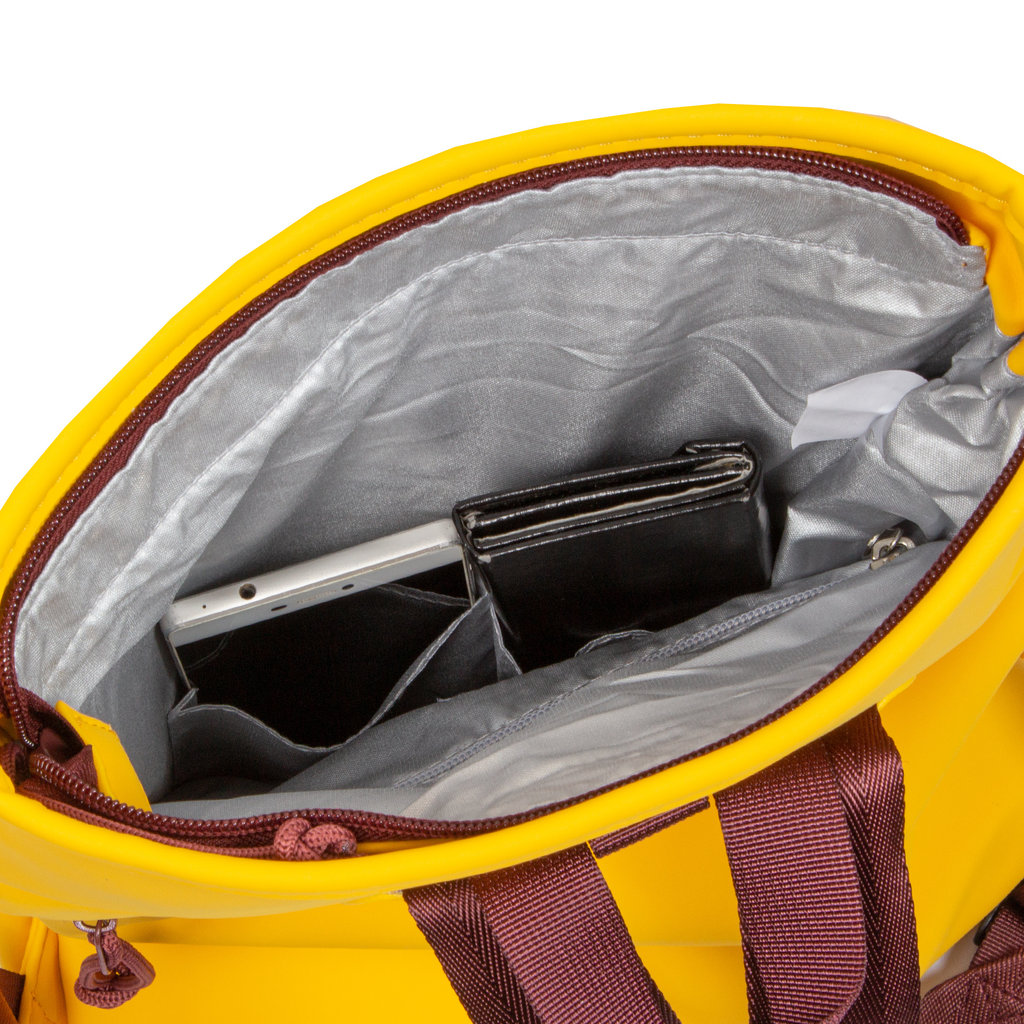 New Rebels® Tim Roll-Top Backpack Small Yellow/Burgundy - New Rebels