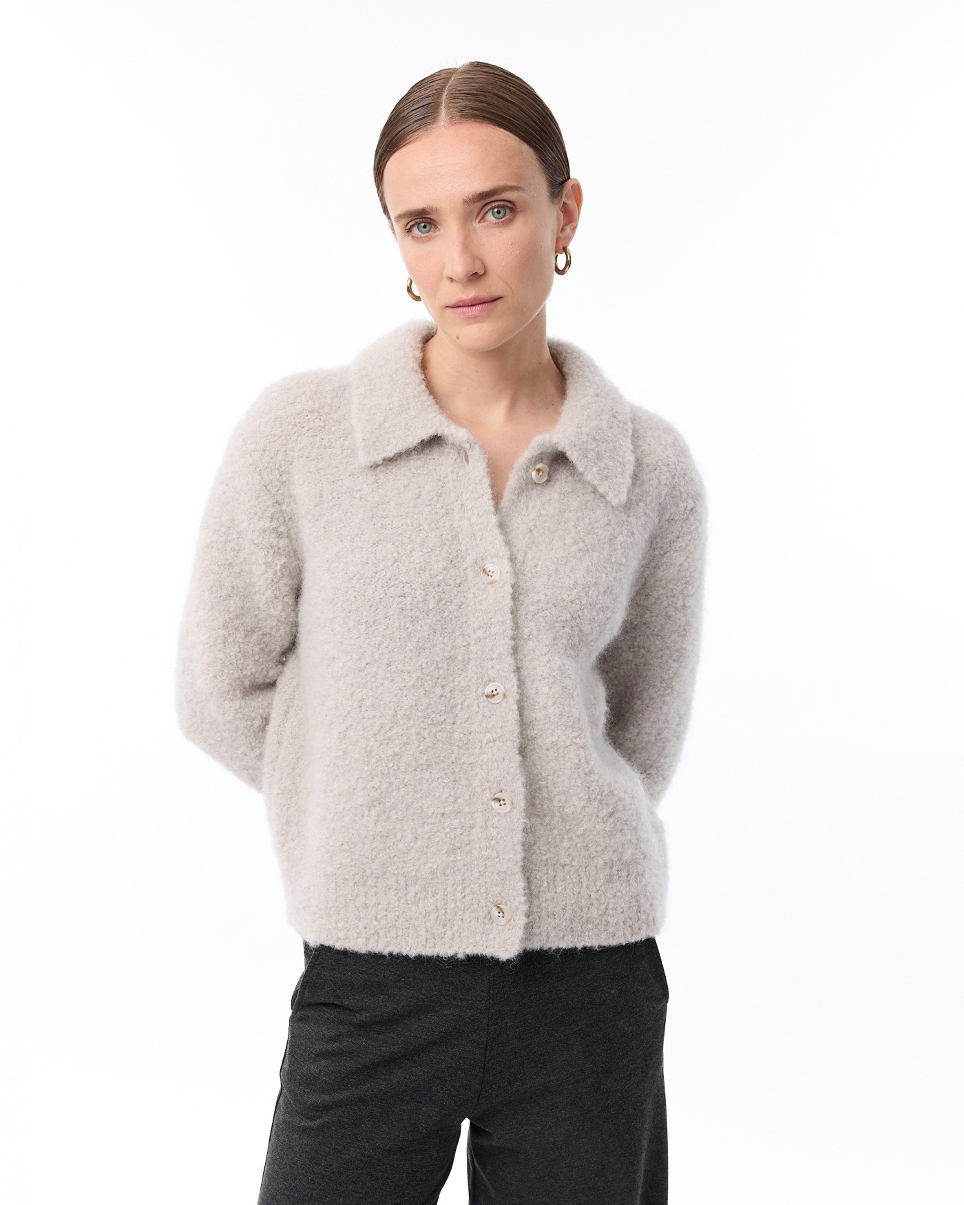 Asa cardigan greige Knit-ted - Maurits & Mulder
