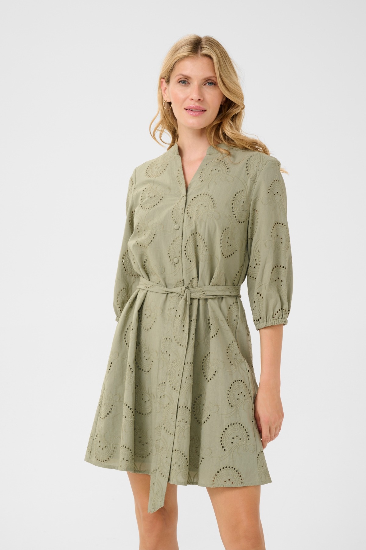 Delia short dress tea Cream - Maurits & Mulder