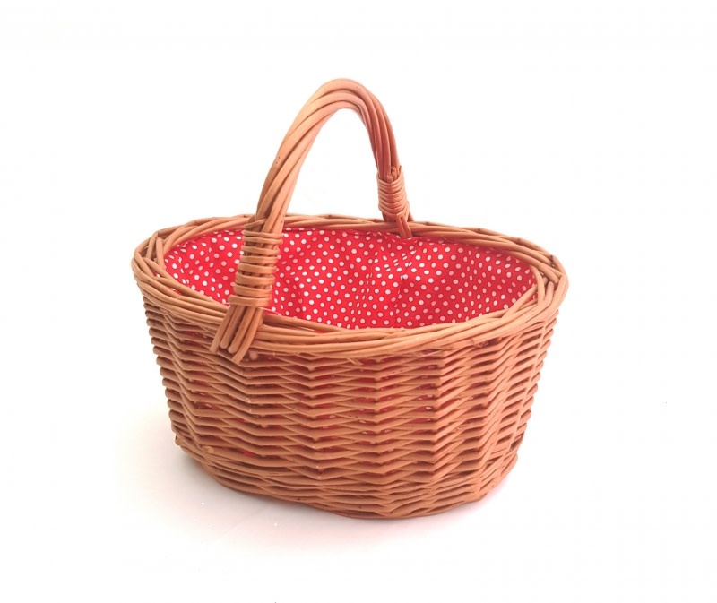 Rieten mand, ovaal (rood/stip) - Jack & Zo.