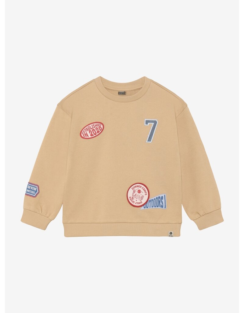 Oversized Sweater Badges Latte Sand - Jack & Zo.