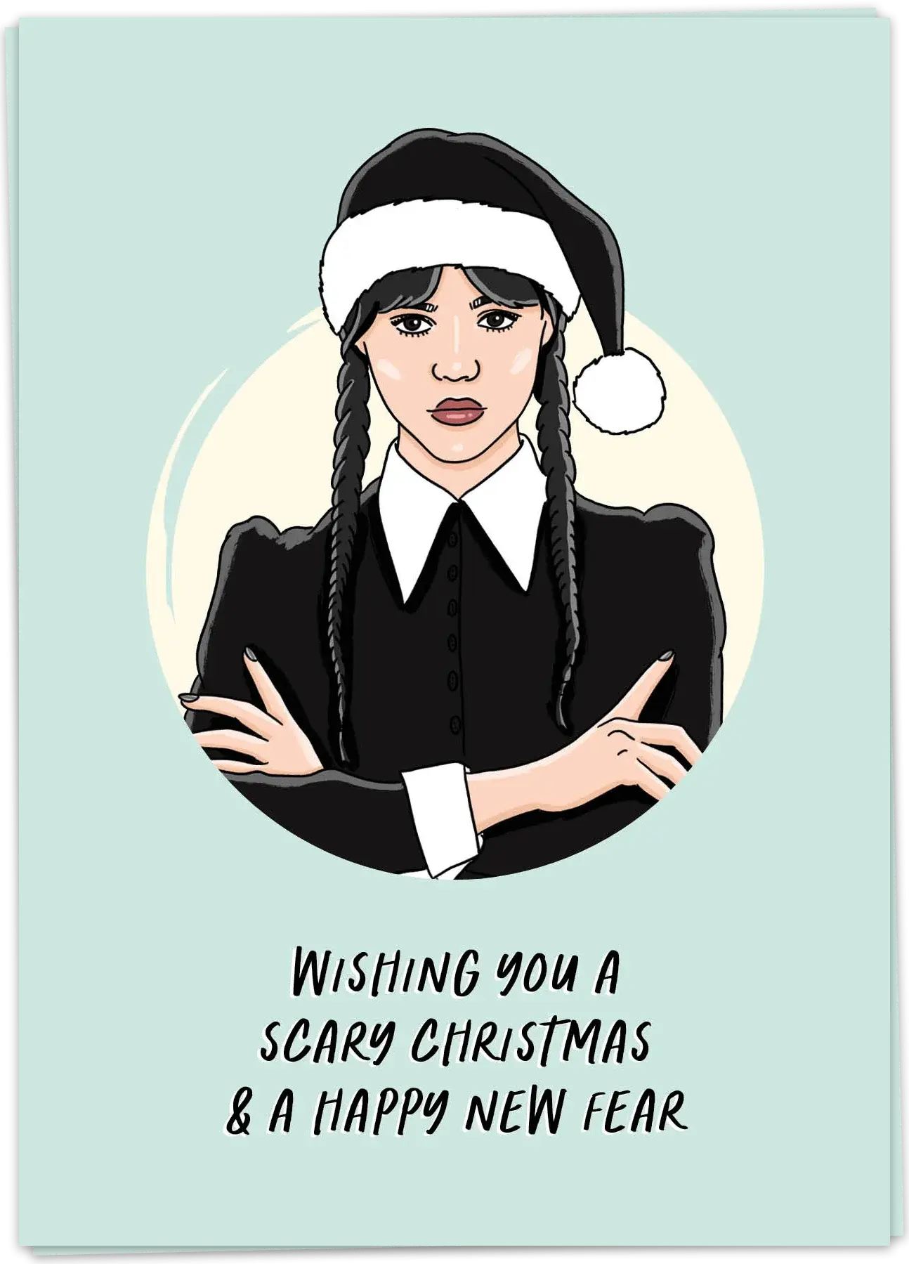 Kerstkaart ' Wednesday scary christmas card ' - Woondesign