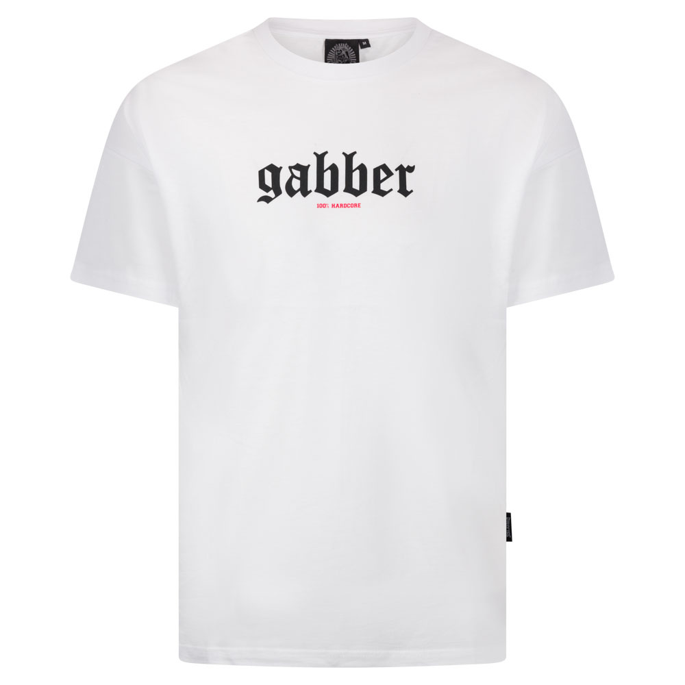 100% Hardcore T-Shirt 'Gabber' Big Logo (White) - Gabberwear