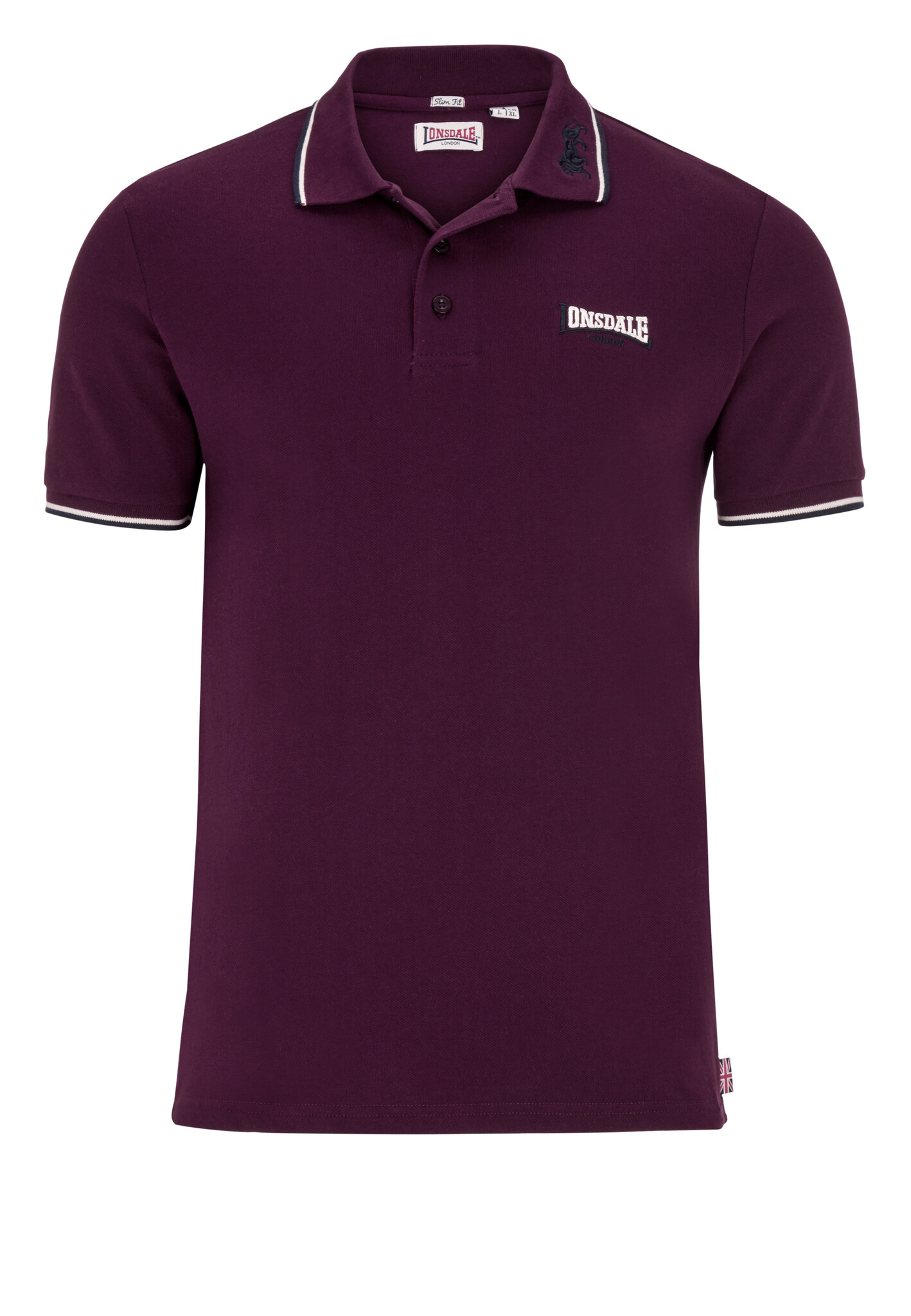 Lonsdale Slim Fit Polo 'Lion' (Oxblood Red) - Gabberwear