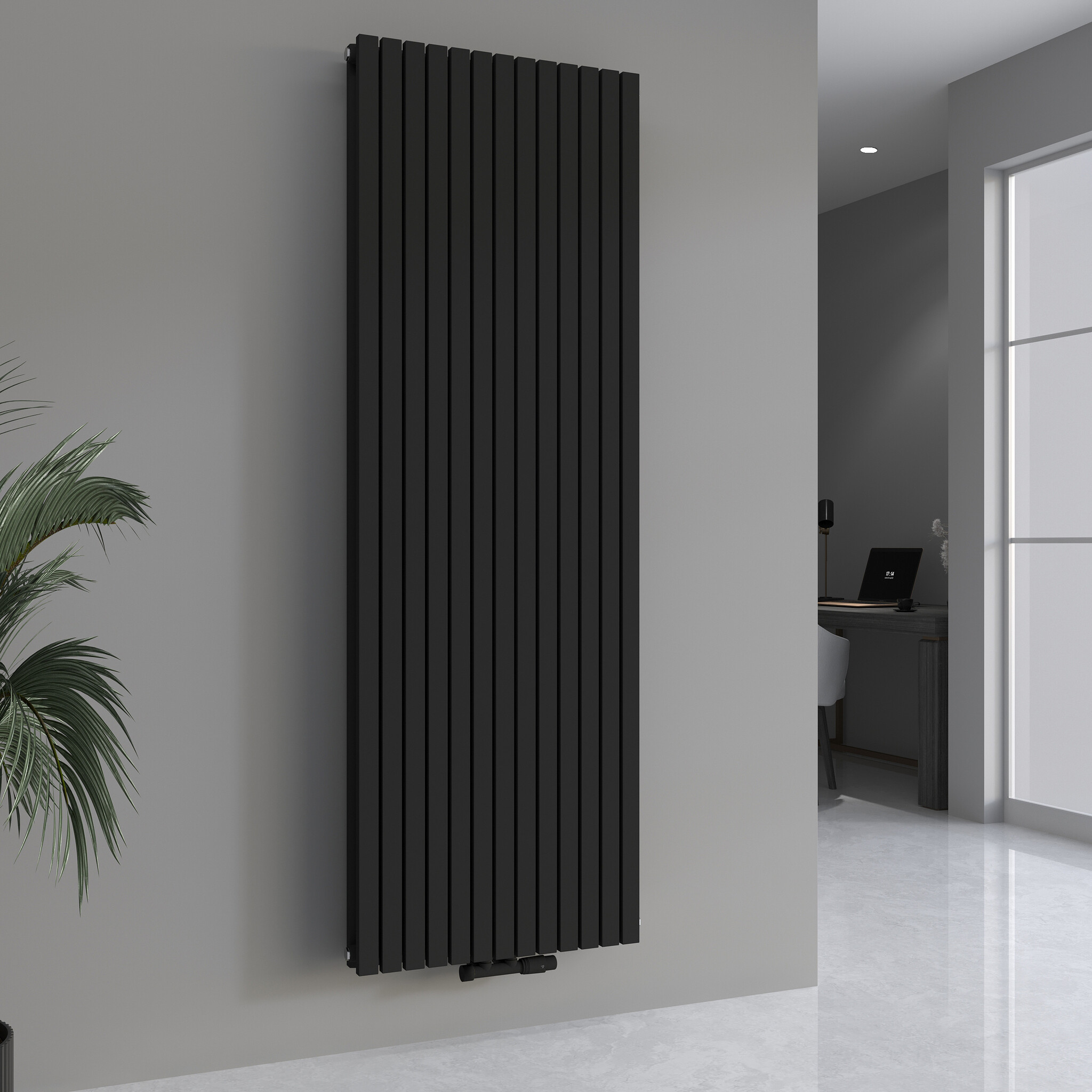 180x60 cm Dubbele design radiator Vero mat zwart - Lavinno