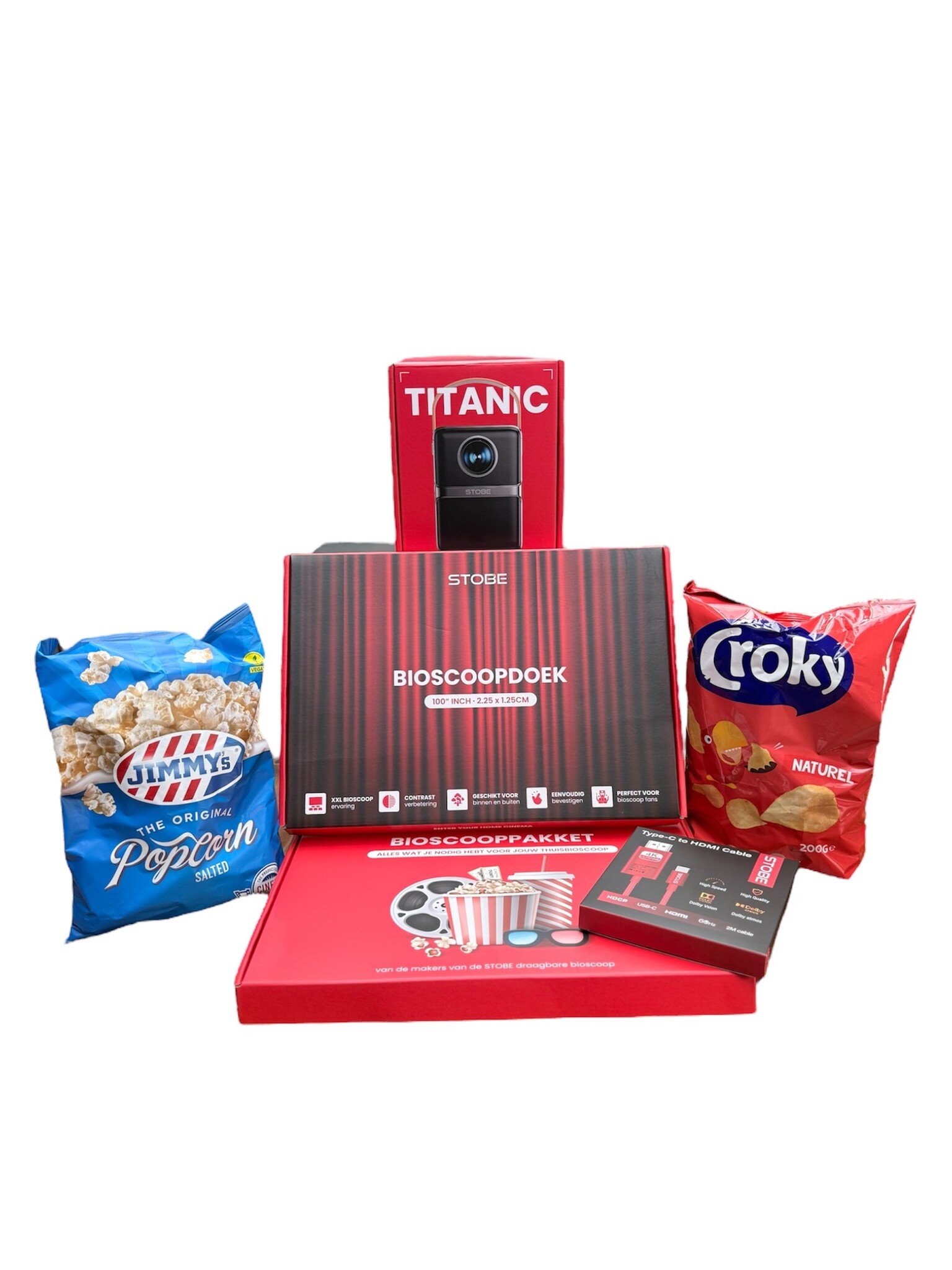Stobe Titanic - Draagbare Mini beamer Full HD inc Projectiedoek ...