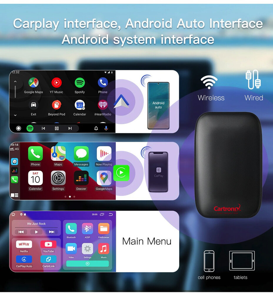 Cartronix CarPlay ai box | YouTube & Netflix | Draadloos ...