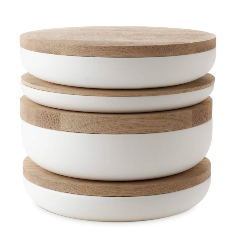 VVD POTTERY 30CM - 7CM WIT + 3CM OAK - Spherebox