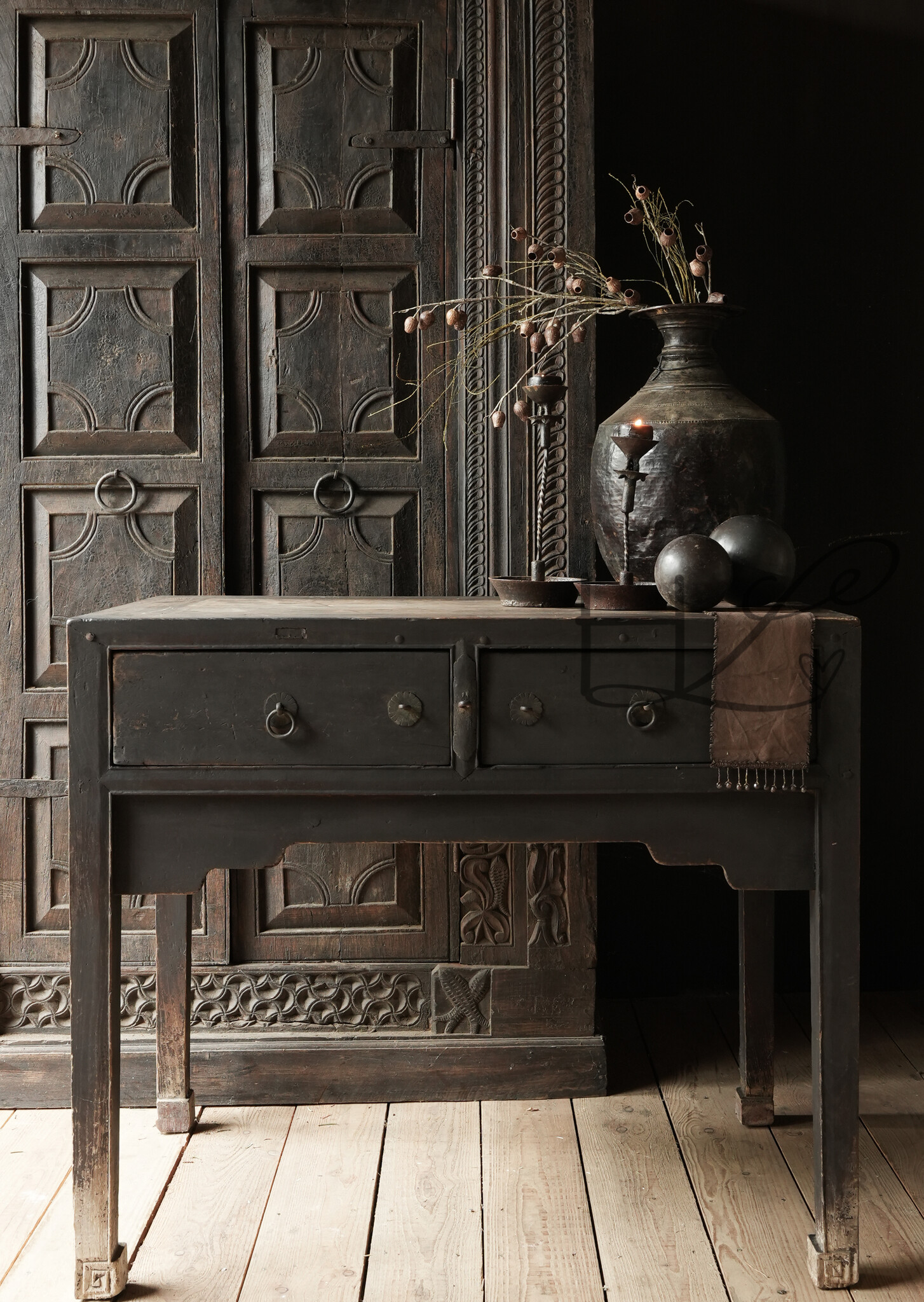 Authentiek Uniek oude muurtafel/ Sidetable / Buro - HerbersLifestyle