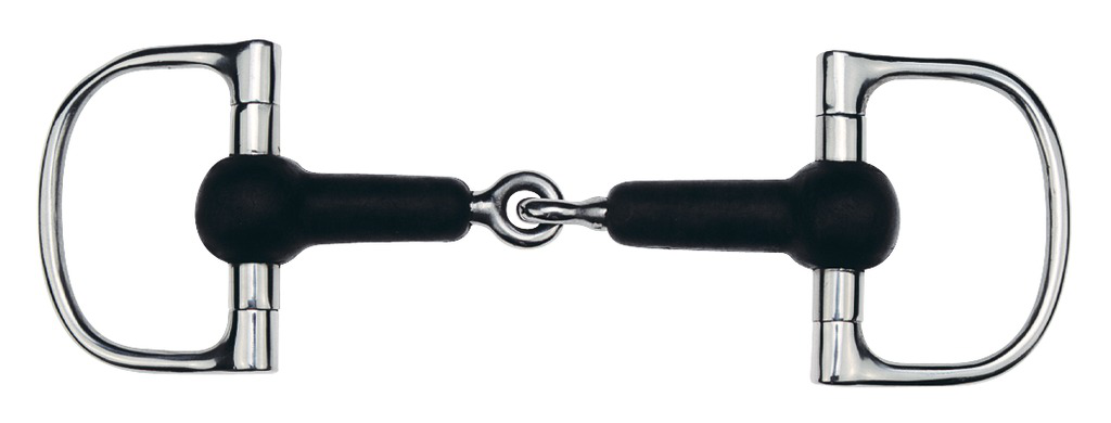 Feeling D-bit single jointed with rubber mouthpiece - Bitspecialist