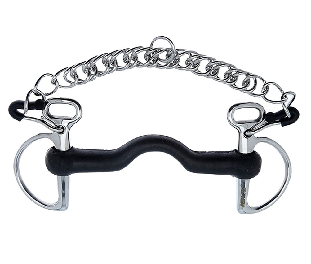 Metal AB Bit Kimblewick Rubber With Tongue Port - Horseonline.com