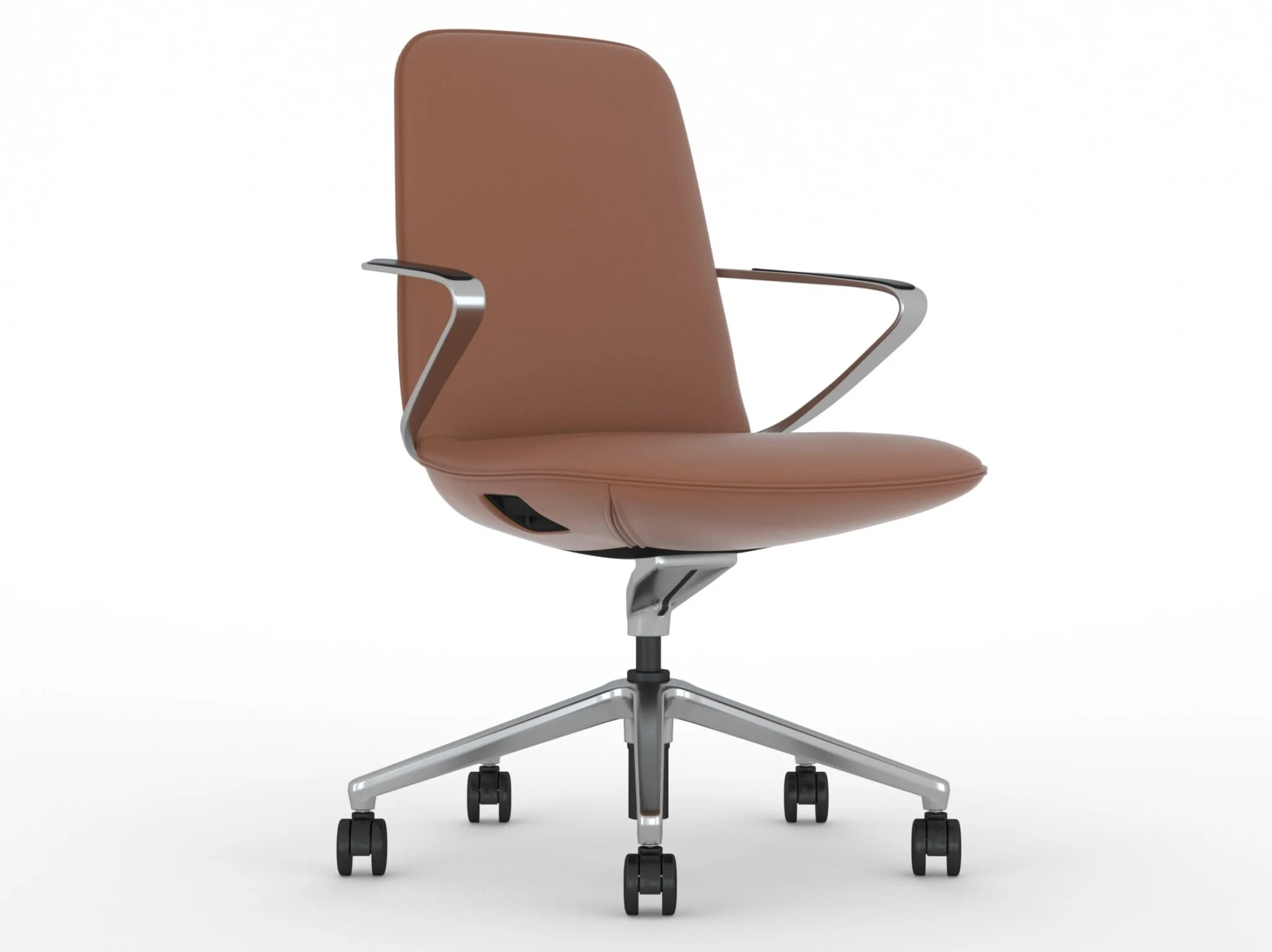Amola Fauteuil de bureau/réunion en cuir cognac