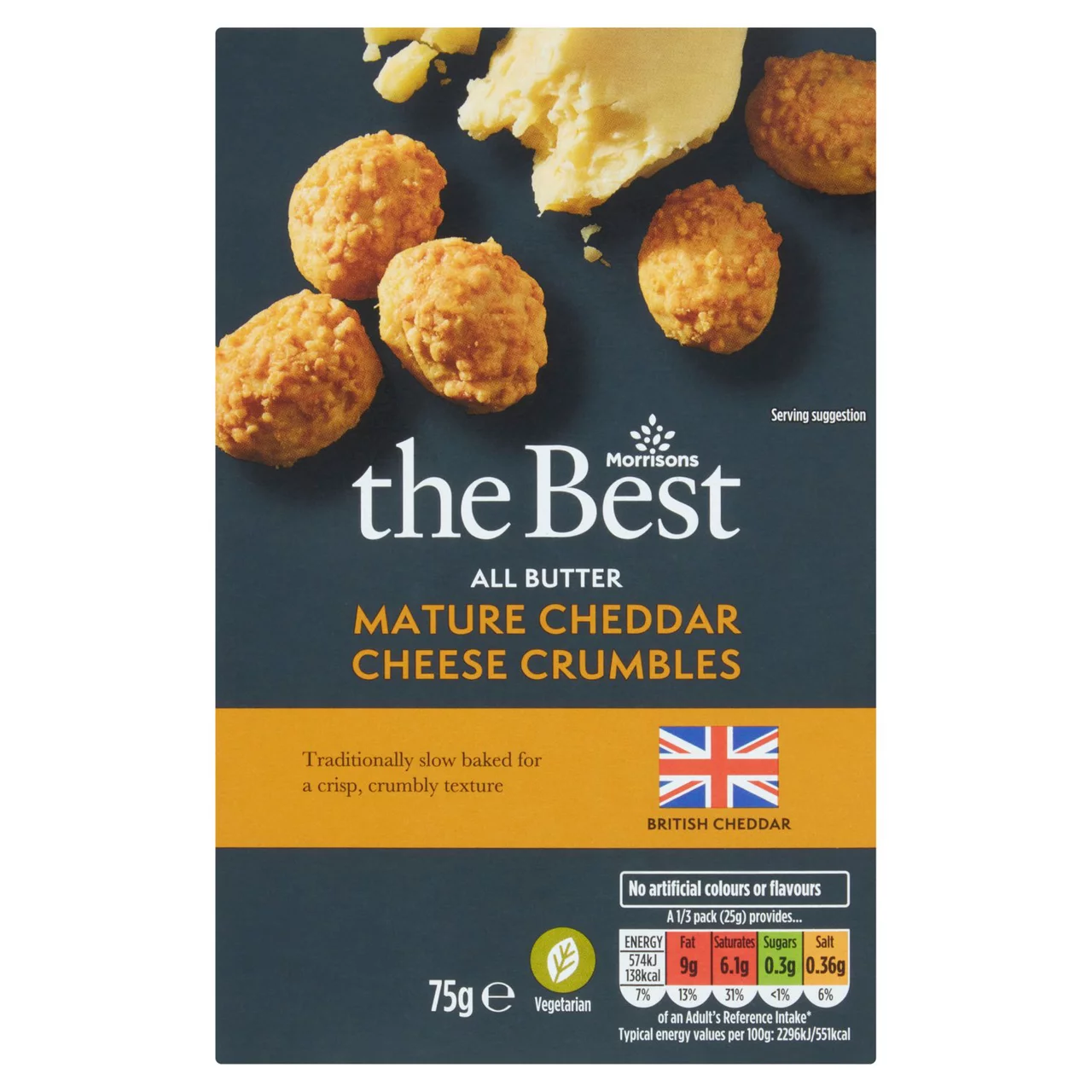 Morrisons The Best All Butter Mature Cheddar Cheese Crumbles 75g ...