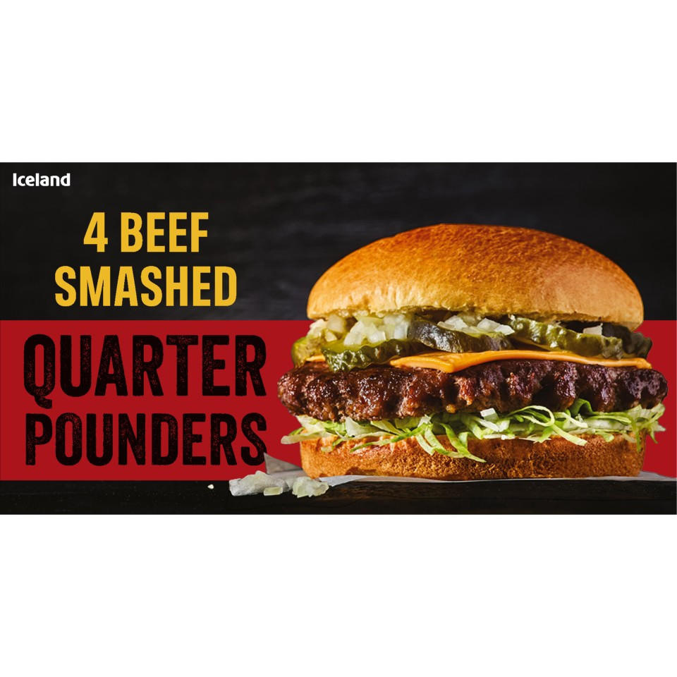 Iceland 4 Beef Smashed Quarter Pounders 454g - Russells British Store
