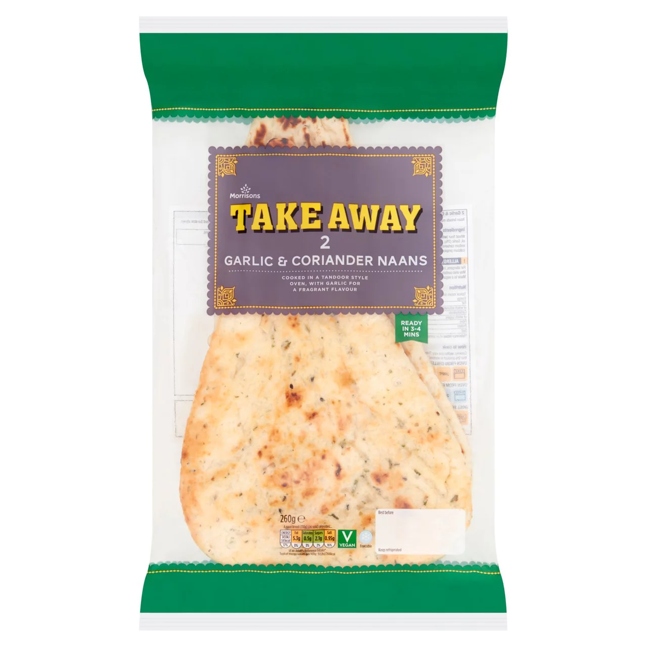 Morrisons Garlic & Coriander Garlic Naan 2 pack - Russells British Store